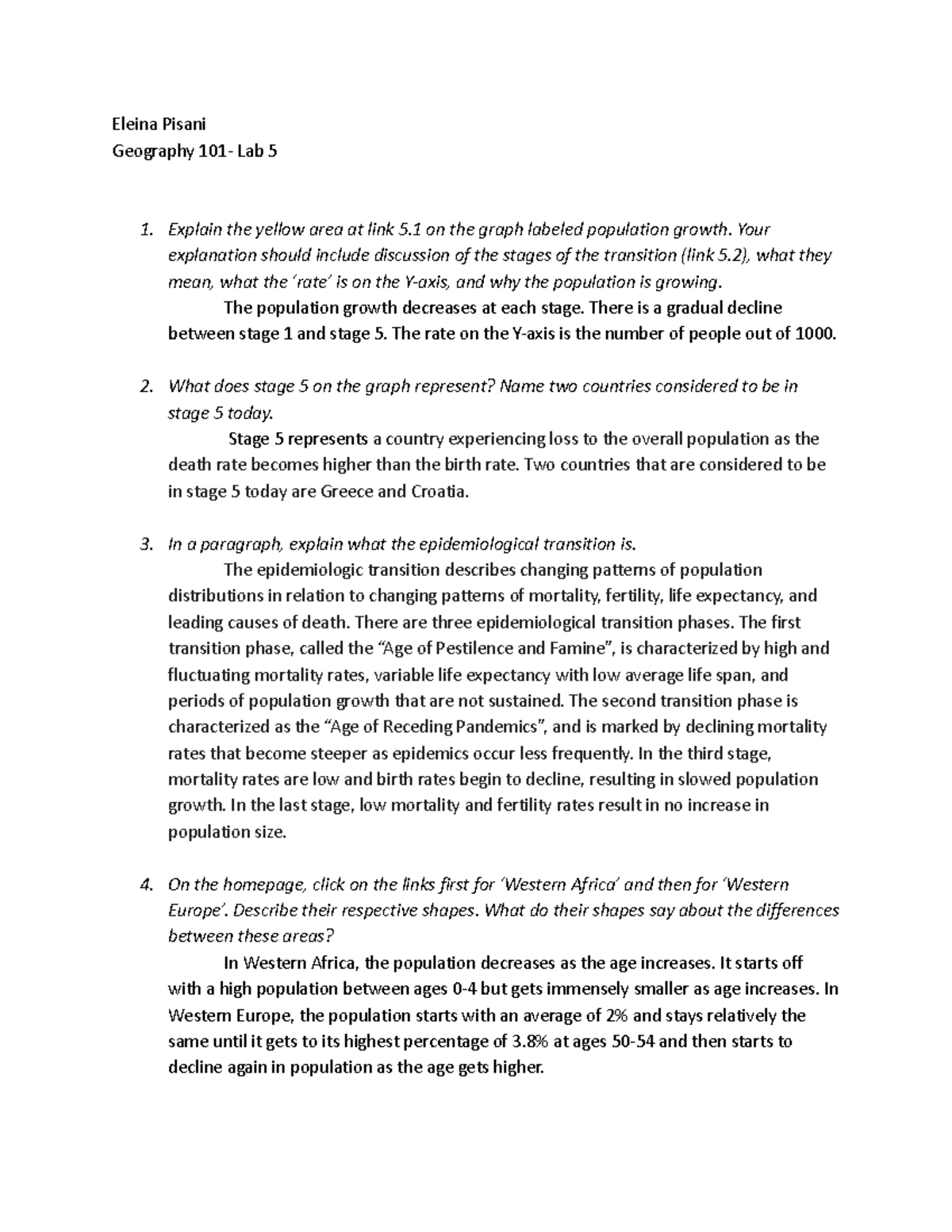 Lab 5 - geo 1011- lab 5 - Eleina Pisani Geography 101- Lab 5 1. Explain ...
