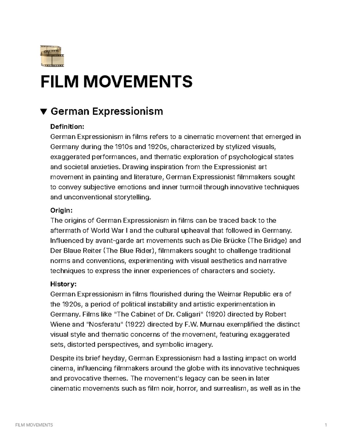 FILM Movements - 🎞 FILM MOVEMENTS German Expressionism Definition ...