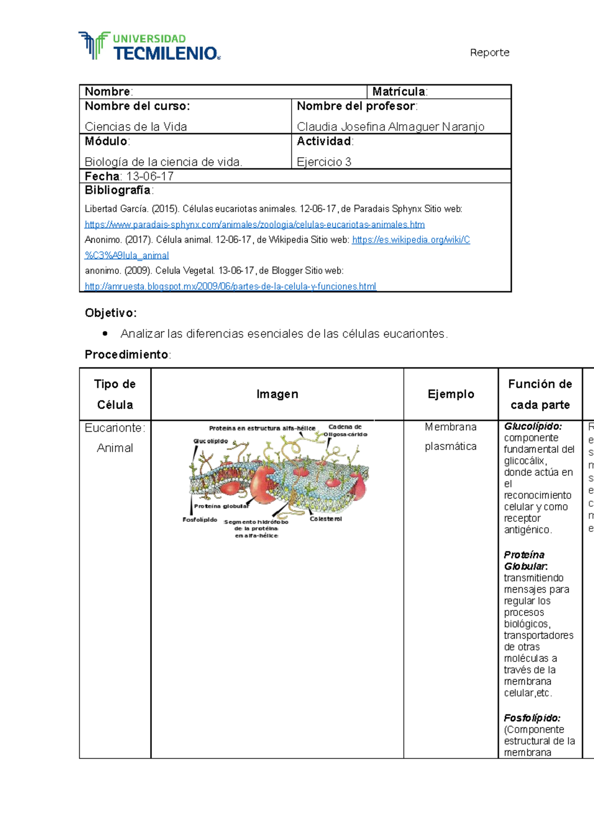 Ciencias Ejercicio 3 - Nombre: Matrícula: Nombre del curso: Ciencias de ...