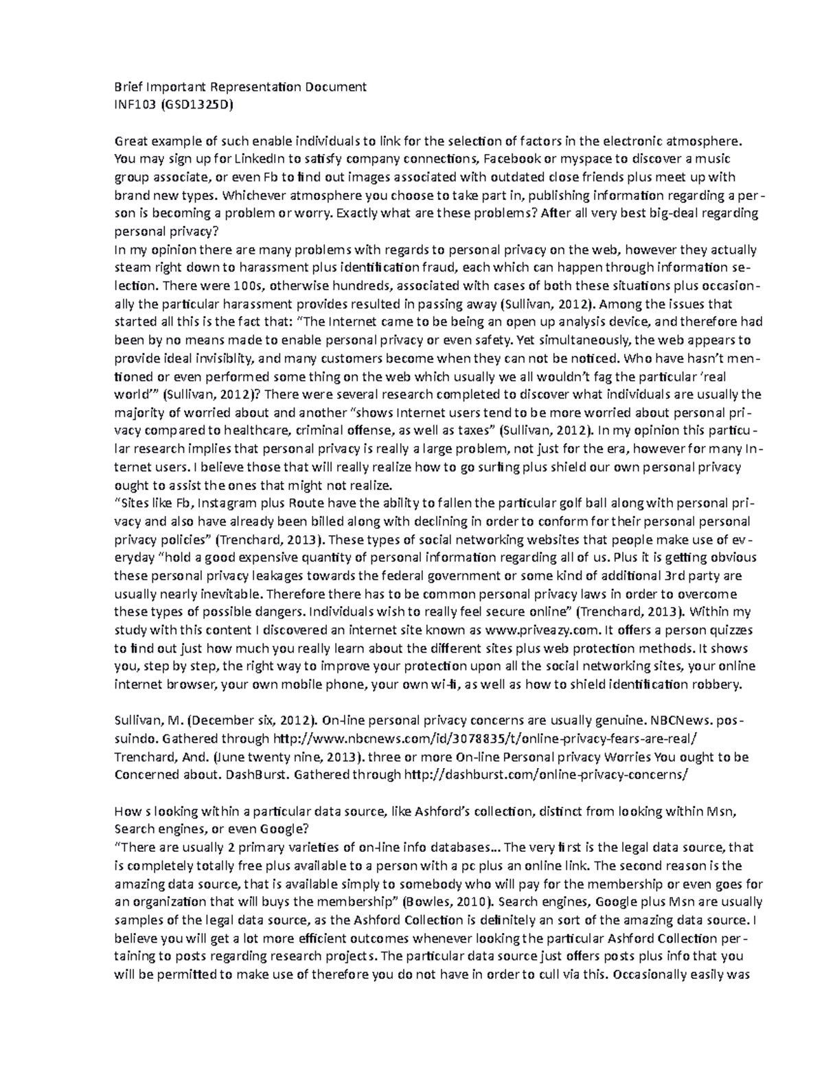 INF103 Week3Assign 2 Short Critical Reflection Paper - Brief Important ...