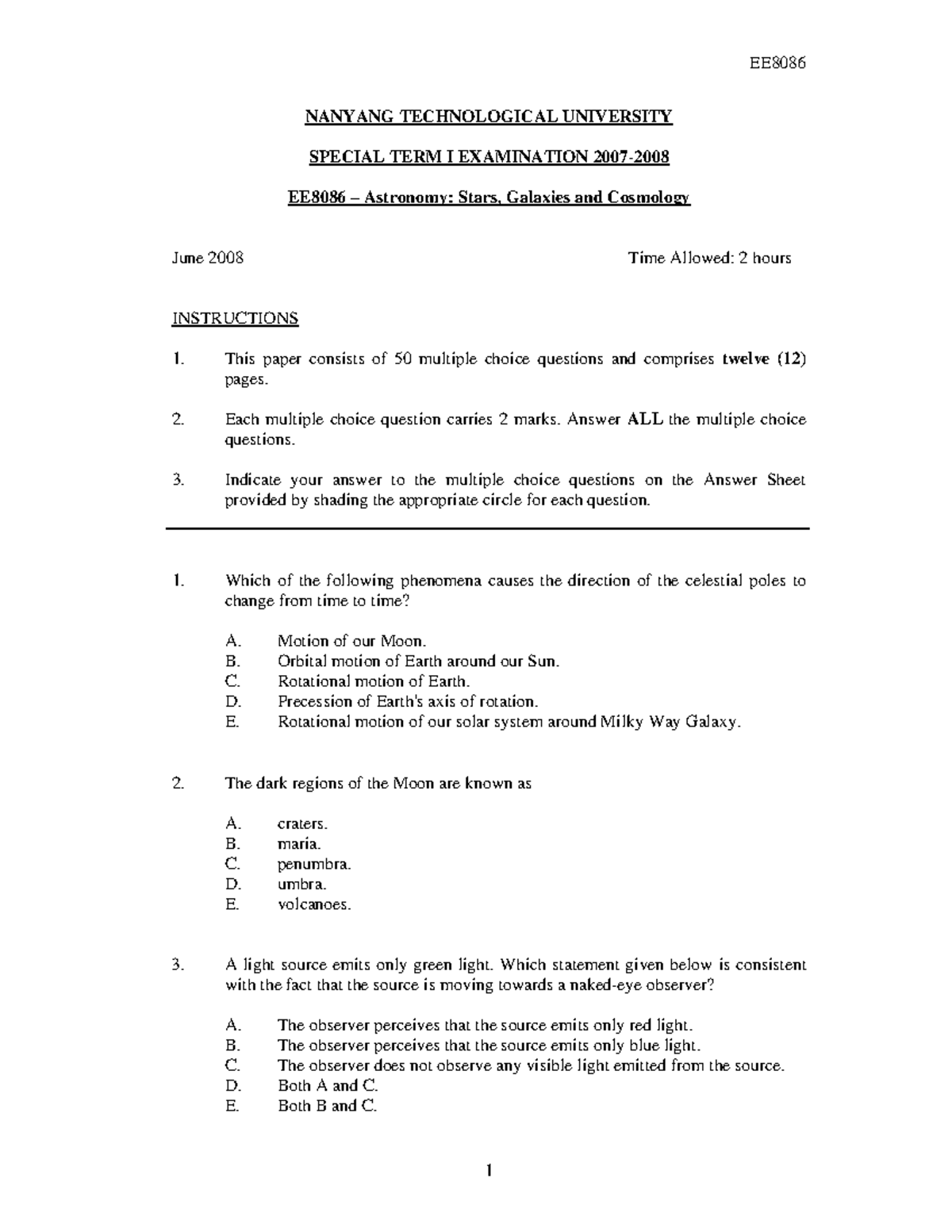 Sample/practice exam November 2014, questions and answers - NANYANG ...