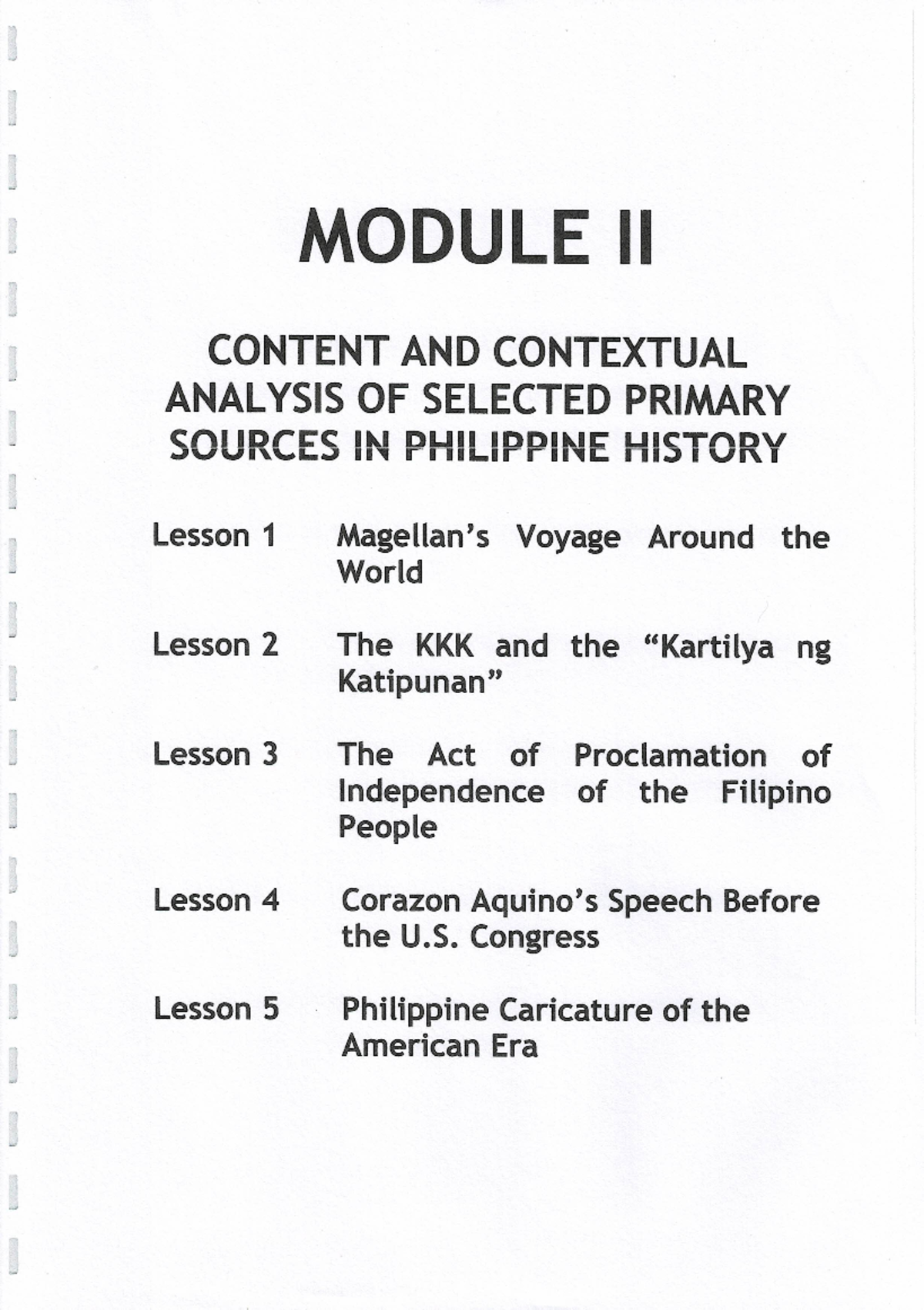 GECC 106a Chapter 2 Lesson 1 - MODULE II CONTENT AND CONTEXTUAL ANALYSIS OF SELECTED PRIMARY ...