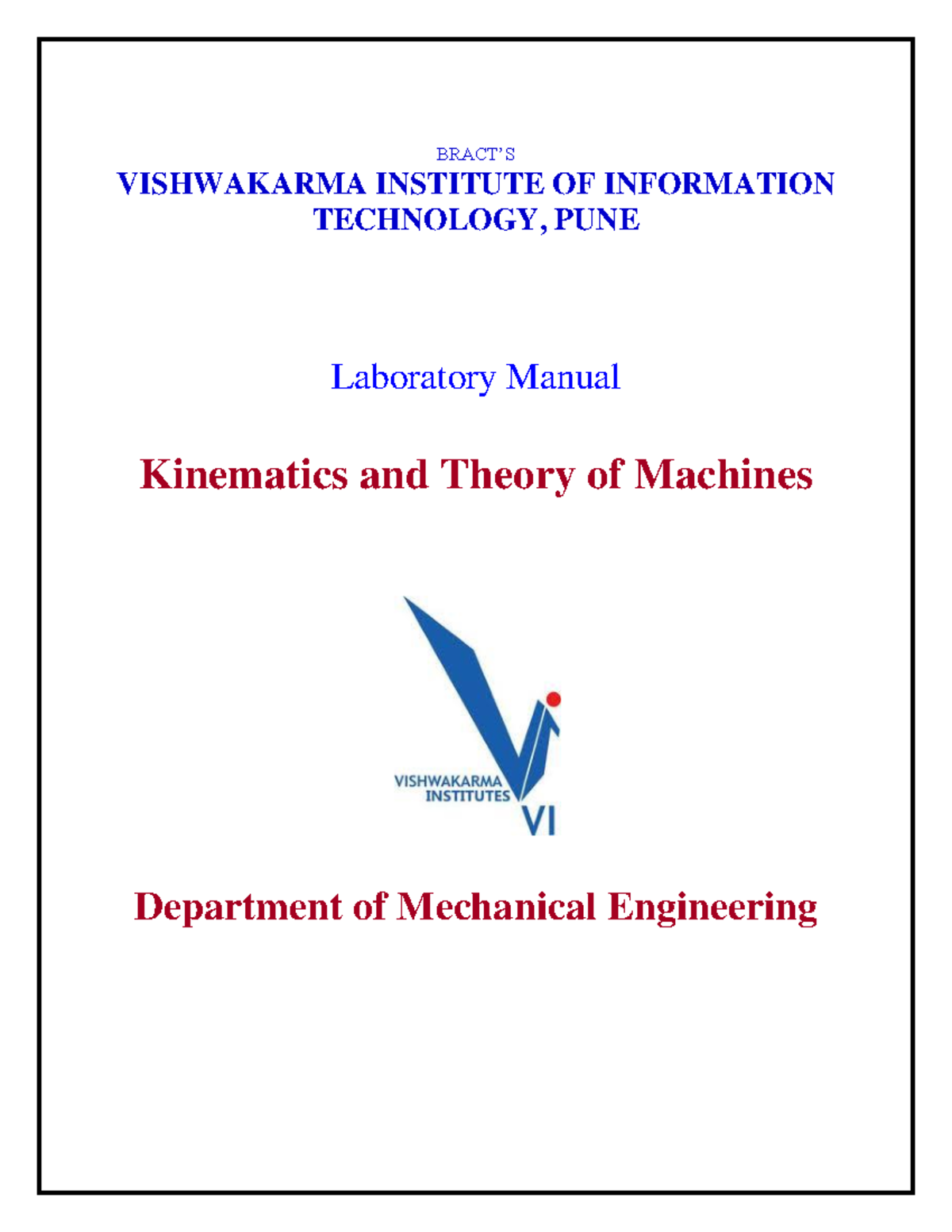 KTM LAB Manual - BRACT’S VISHWAKARMA INSTITUTE OF INFORMATION ...