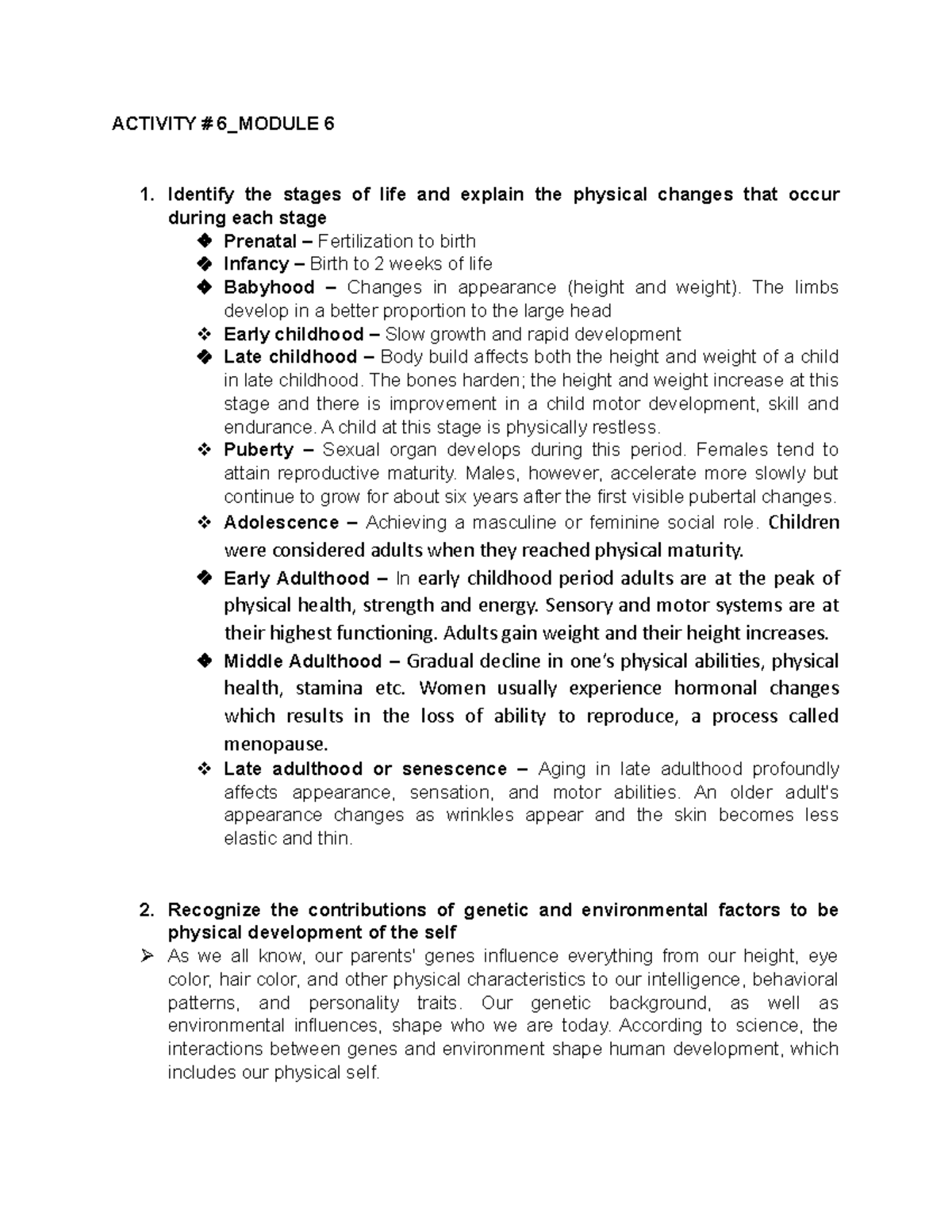 UTS Activity-6- Module-6 - ACTIVITY # 6_MODULE 6 Identify the stages of ...