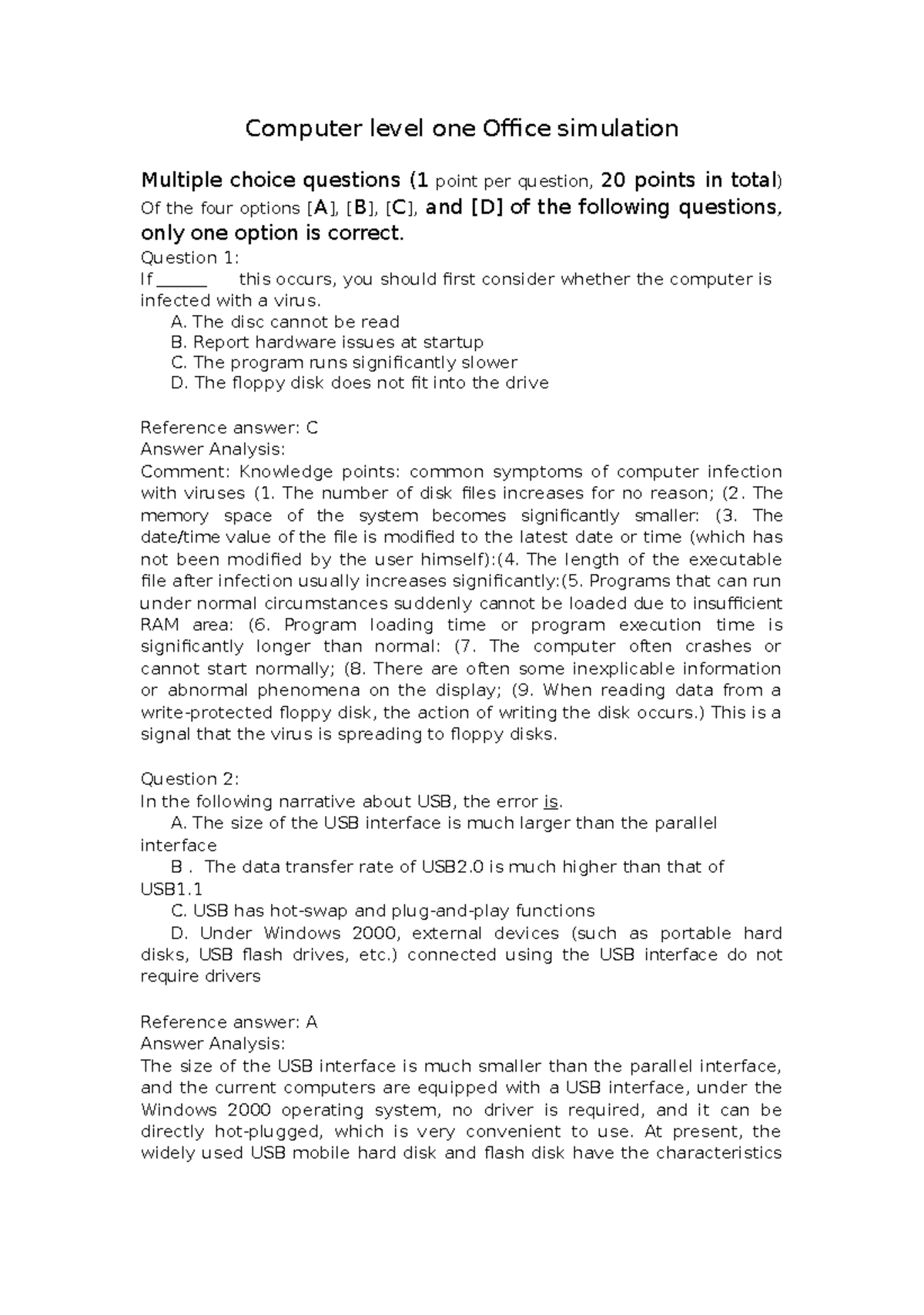 Computer level one Office simulation - Computer level one Office ...