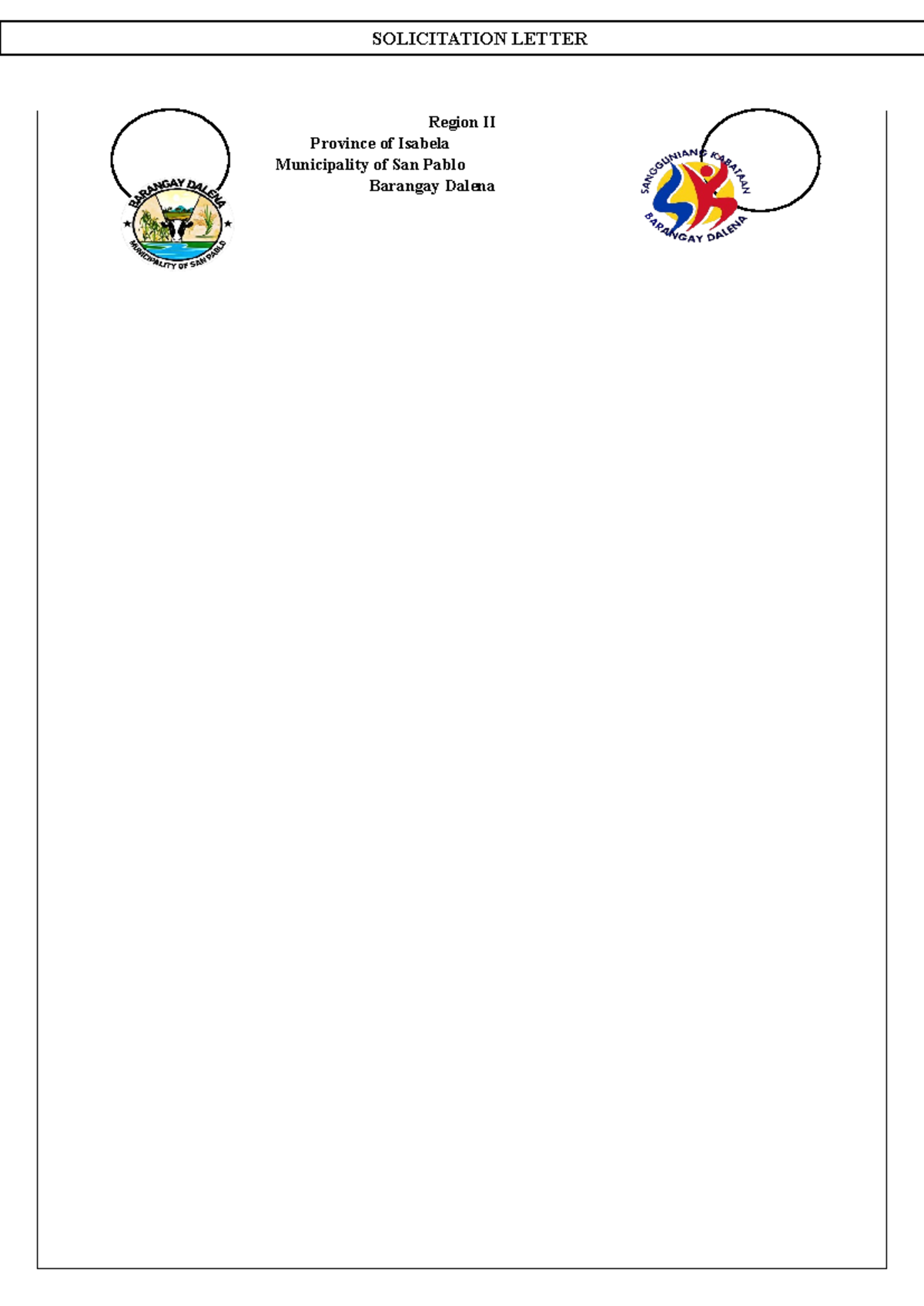 Player's Night Solicitation Letter - BS Education - Region II Province ...