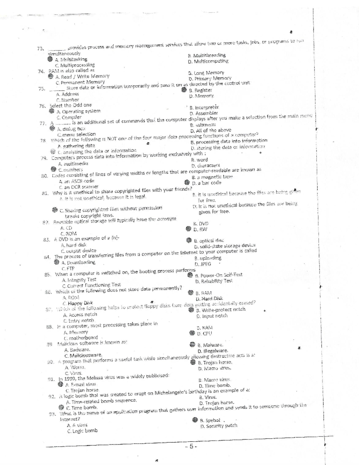 Scan Post Test Ed Tech 4 - Answer Drill - Educational Technology - Studocu