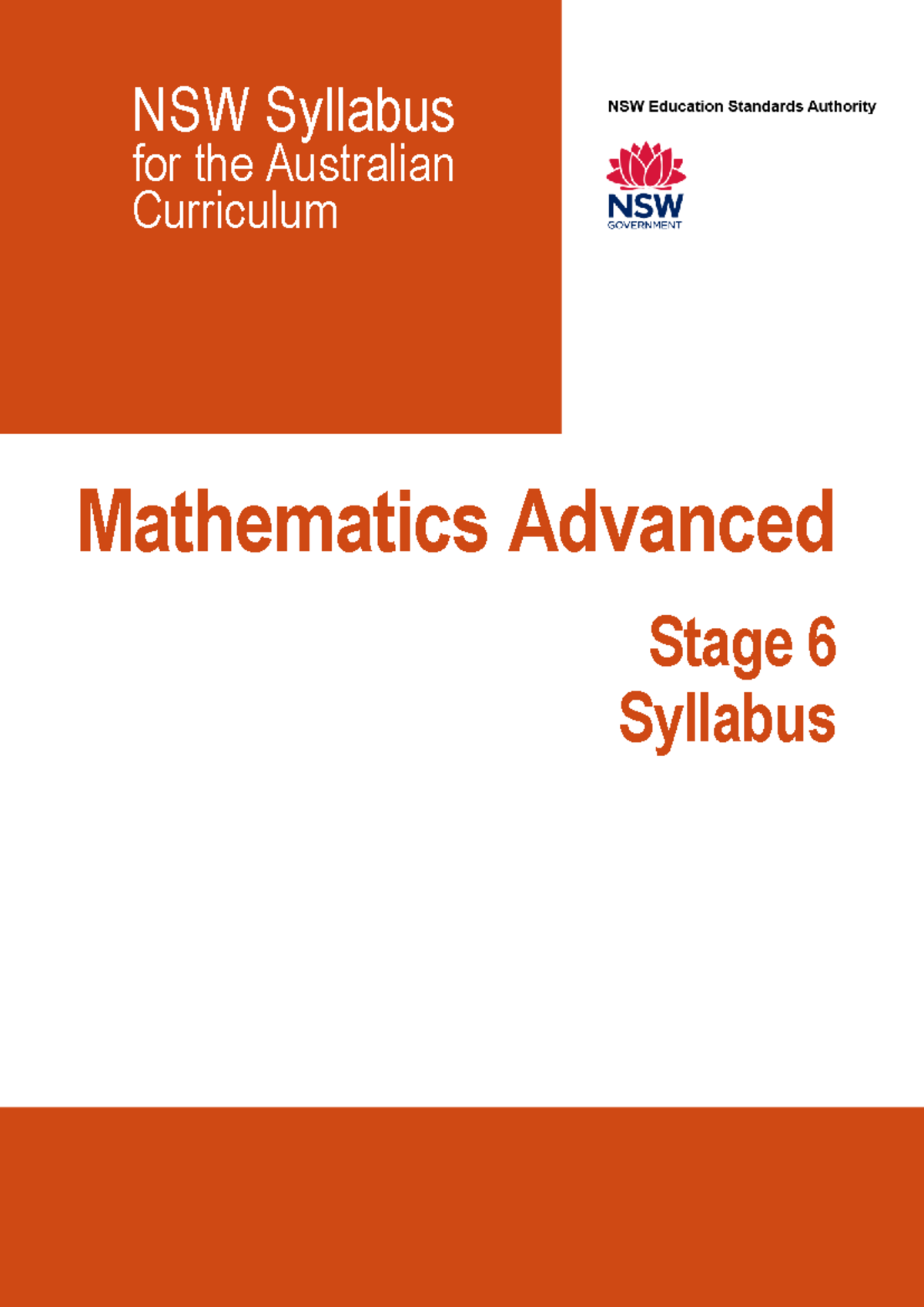 Mathematics advanced stage 6 syllabus 2017 - NSW Syllabus for the ...