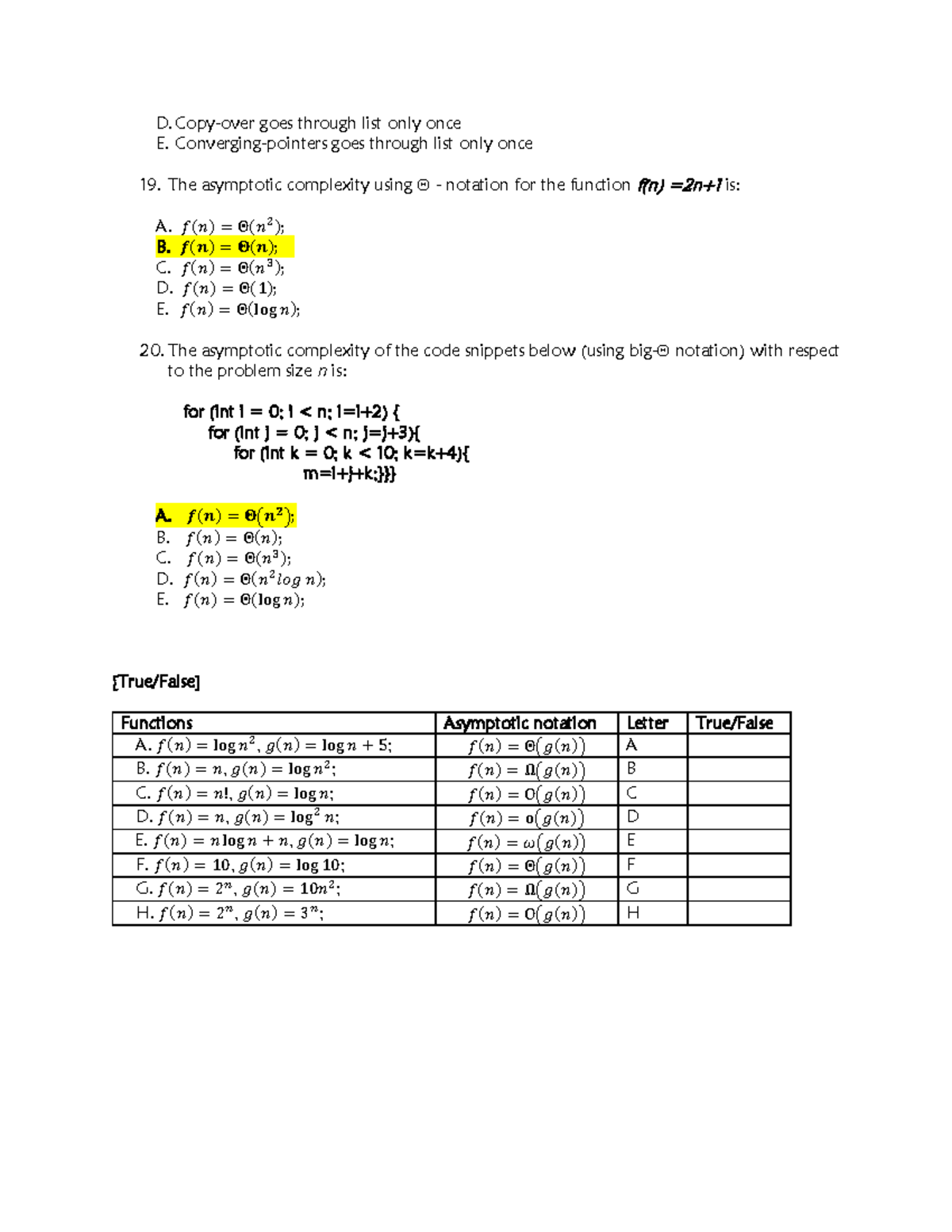 5-Algorithms Quiz Solutions - 5 | P a g e Chapter 1 & 2 Revision Eng ...
