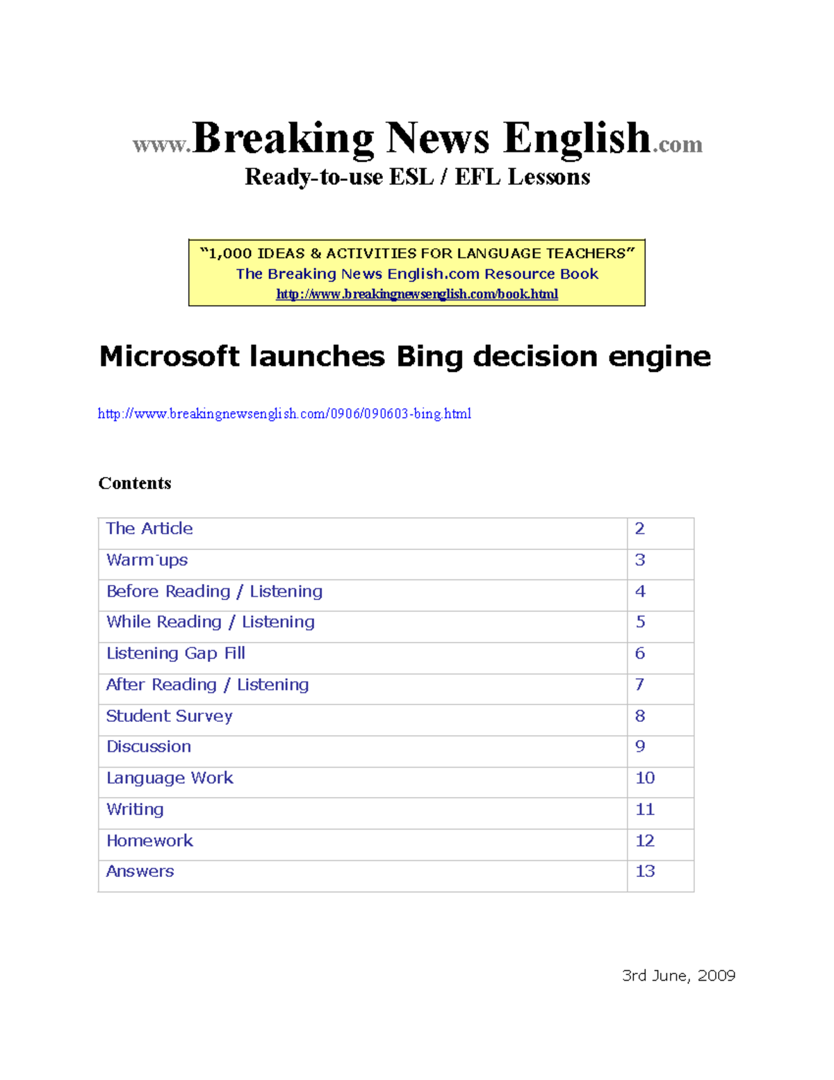 090603-bing - english practice - Breaking News English Ready-to-use ESL ...