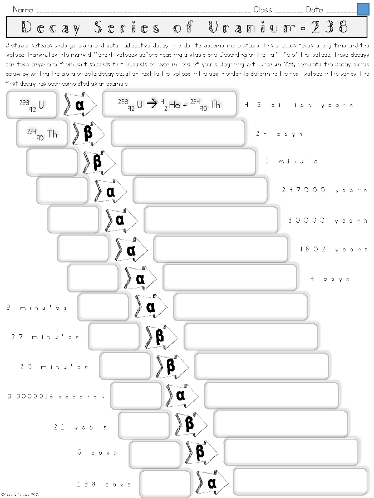 Michael Earnest - Decay Series of Unranium-236 Worksheet - D e c a y S ...