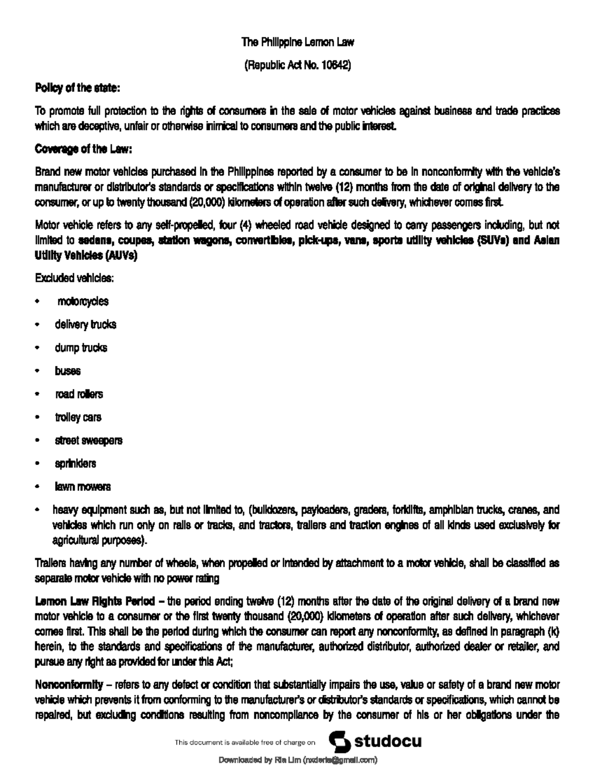 Lemon LAW Notes - Business Law - Studocu