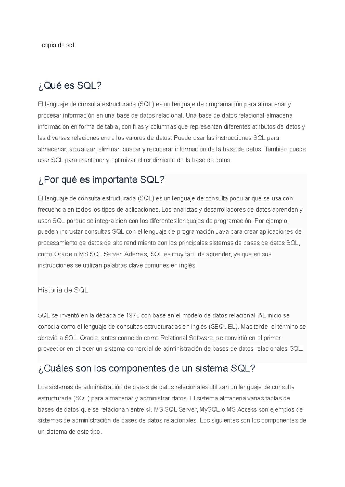 Bases de datos - sql server - copia de sql ¿Qué es SQL? El lenguaje de ...