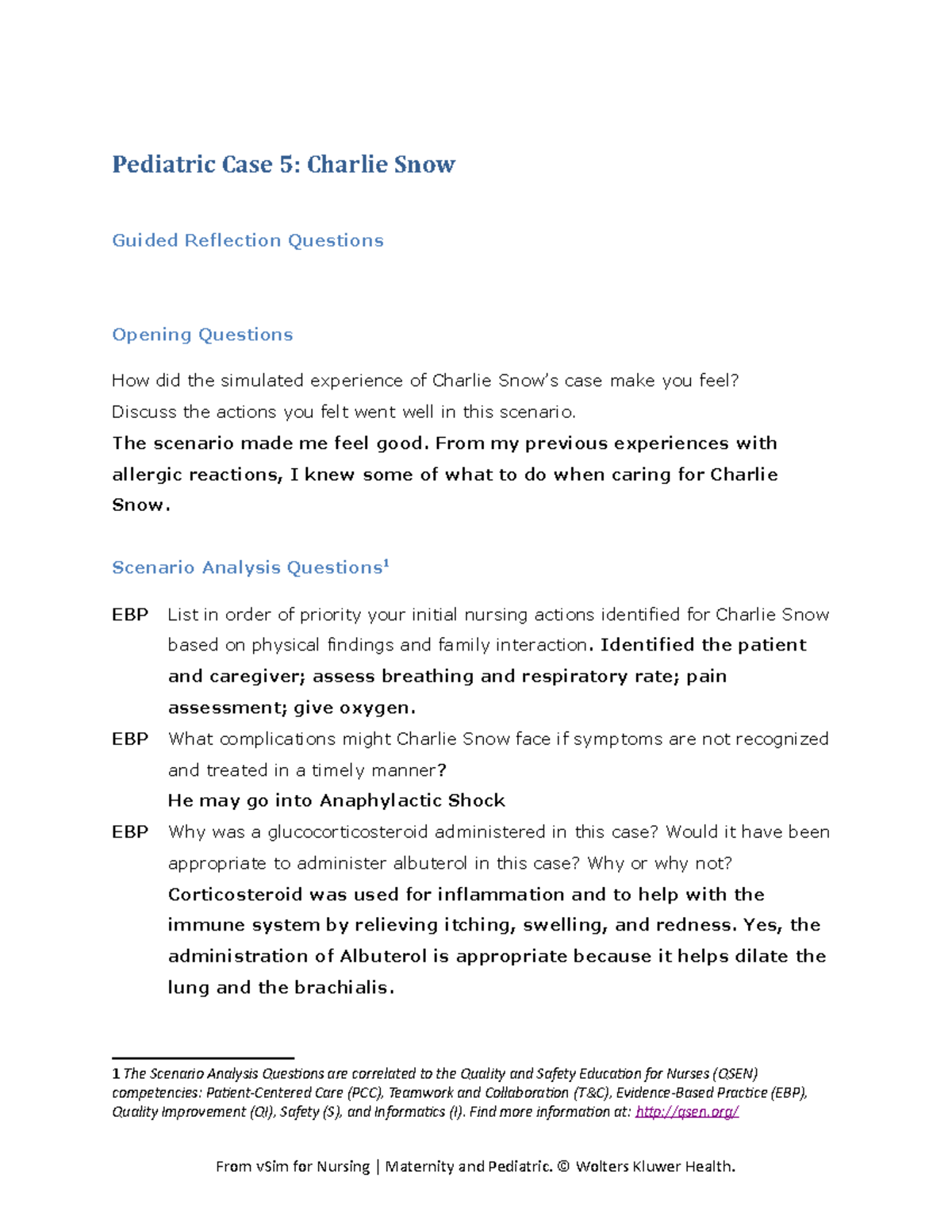 Charlie Snow reflection - Pediatric Case 5: Charlie Snow Guided ...