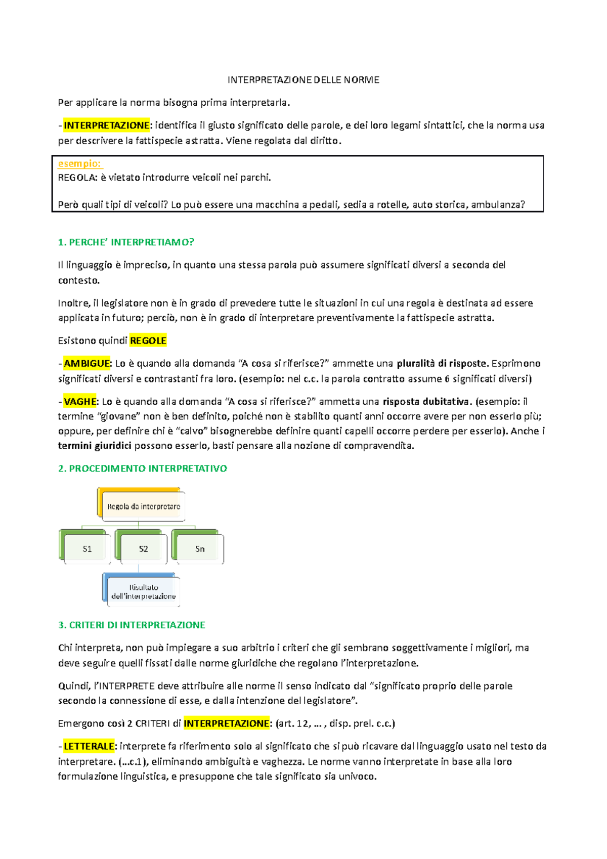 2. interpretare le regole - INTERPRETAZIONE DELLE NORME Per applicare ...