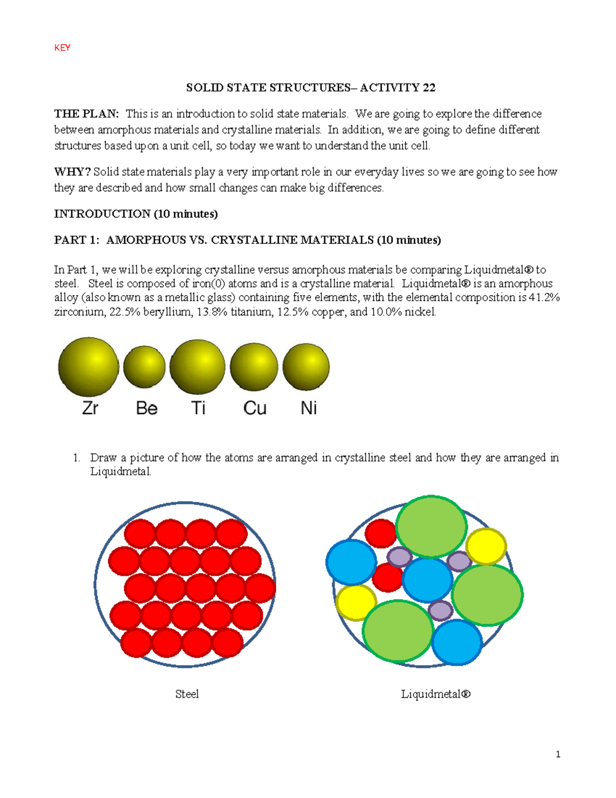 April 20 Activity 22 Key - SOLID STATE STRUCTURES– ACTIVITY 22 THE PLAN ...