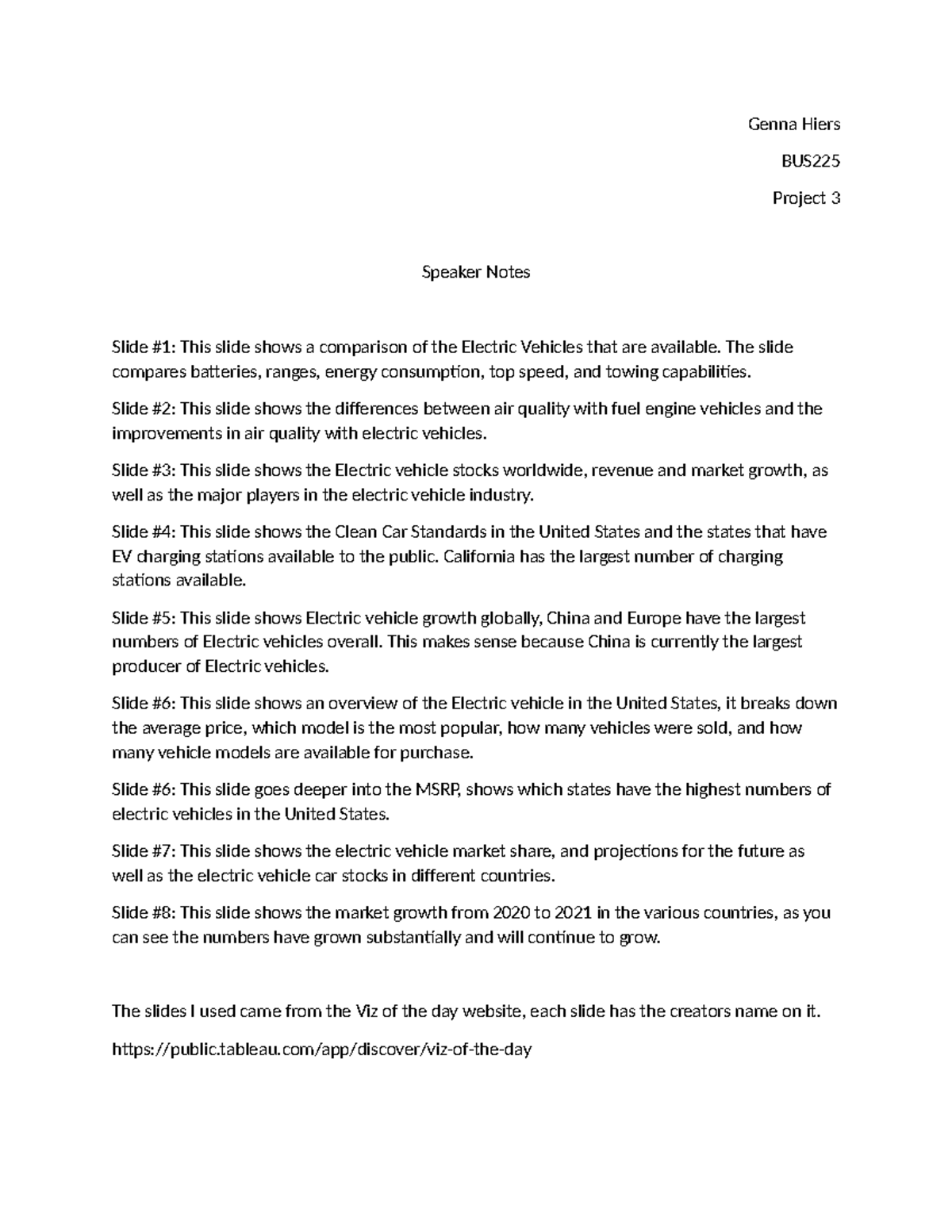 BUS225 Speaker notes project 3 - Genna Hiers BUS Project 3 Speaker ...