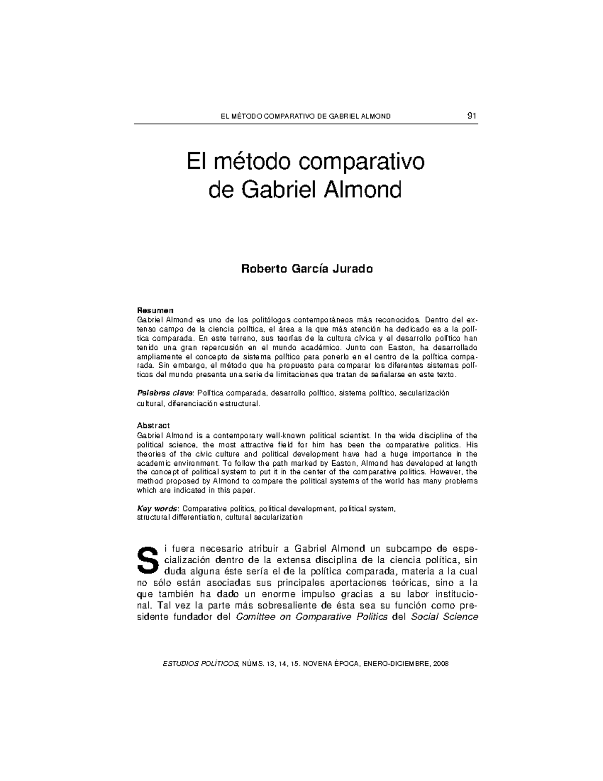 El método comparativo Gabriel Almond - ESTUDIOS POLÍTICOS , NÚMS. 13 ...