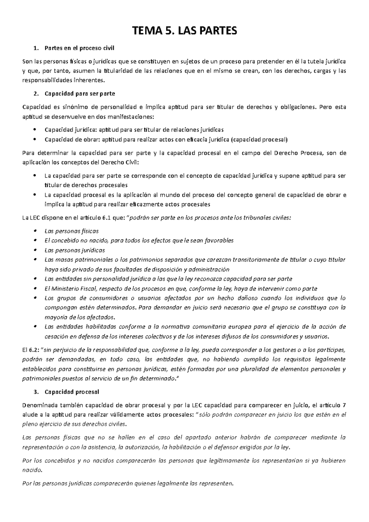 TEMA 5 - Tema 5 Procesal, profesora Elena Pineros Polo - TEMA 5. LAS ...