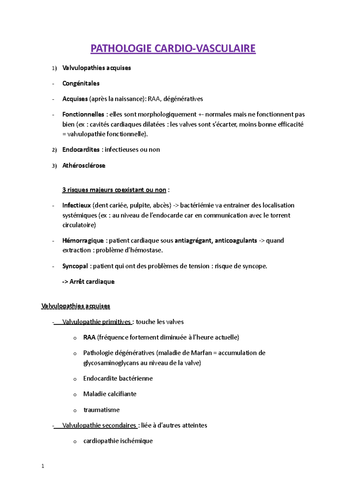 Anapath Part2 Ok - PATHOLOGIE CARDIO-VASCULAIRE Valvulopathies acquises ...