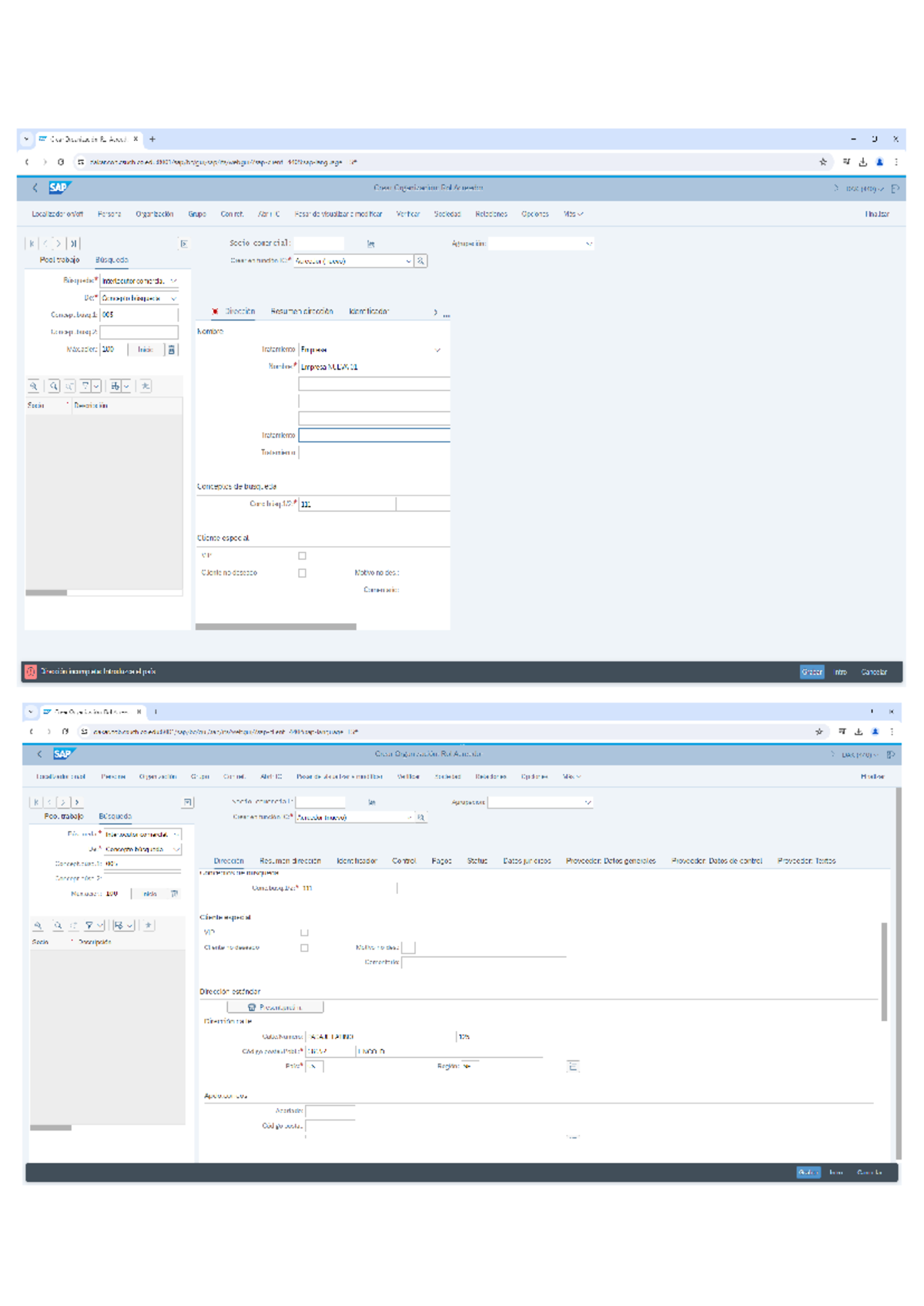 Crear Proveedor SAP - Creación sap - Crear Organizacion: Rol Acreed x X ...
