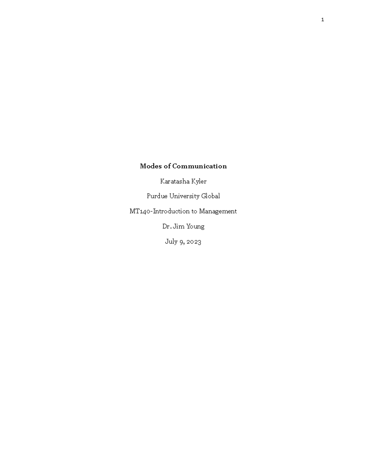 MT140 Unit 8 - Unit 4 Assignmnent - Modes of Communication Karatasha ...