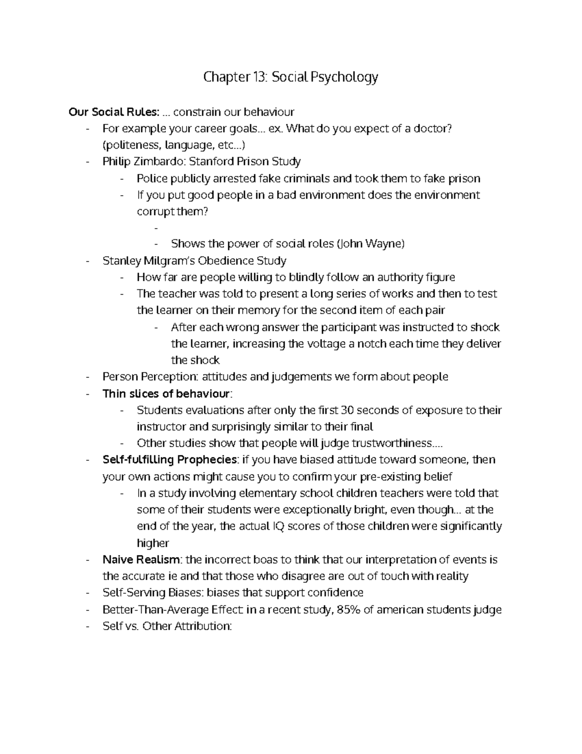 Chapter 13 social pysch - Chapter 13: Social Psychology Our Social ...