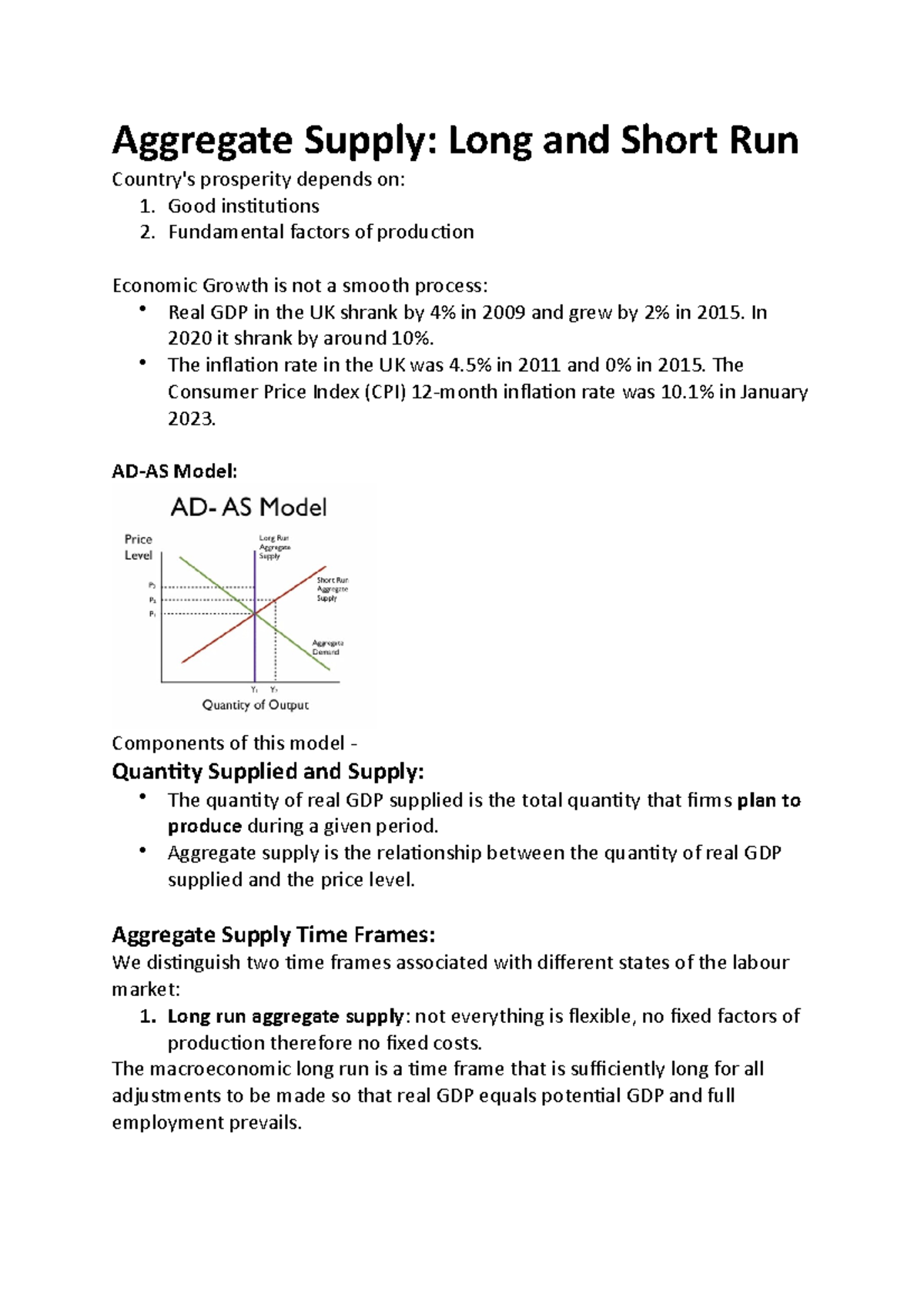 Aggregate Supply - Good institutions 2. Fundamental factors of ...