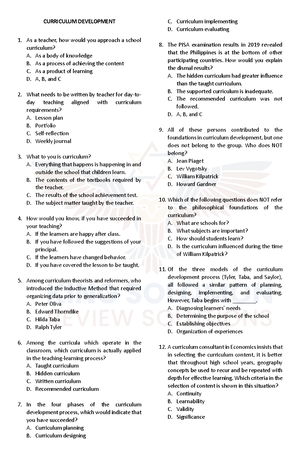 Curriculum Development - Handout for LET reviewees - CURRICULUM ...