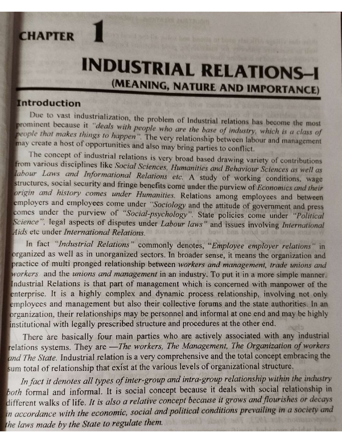 Industrial Relations - bachelor of business administration - Studocu