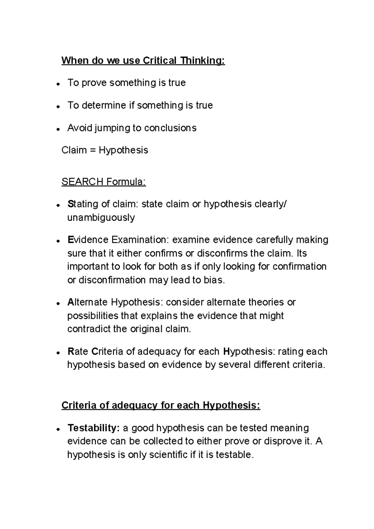 1103 Week 1 - PY1103 Week 1 - When do we use Critical Thinking: To ...