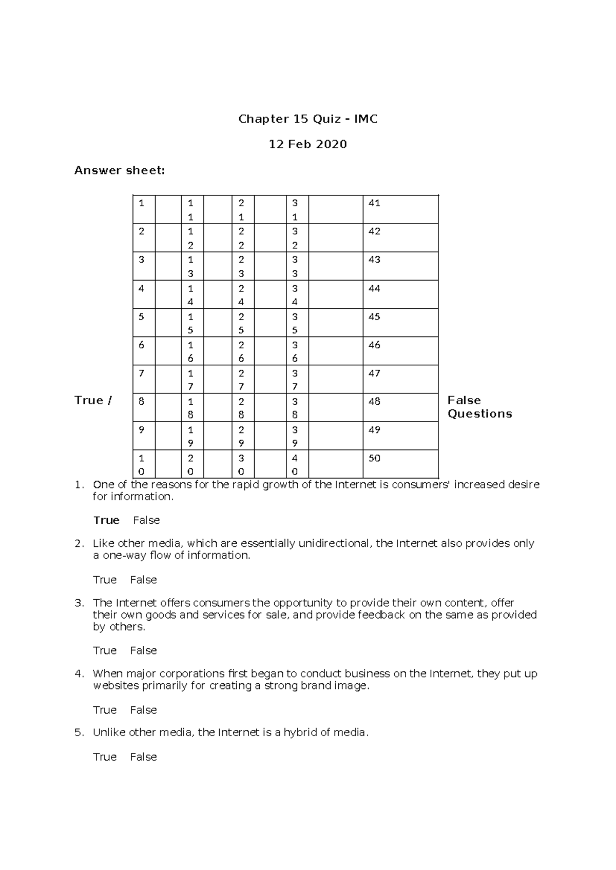 IMC Chapter 15 Quiz - imc plan 15 quiz - Chapter 15 Quiz - IMC Answer ...