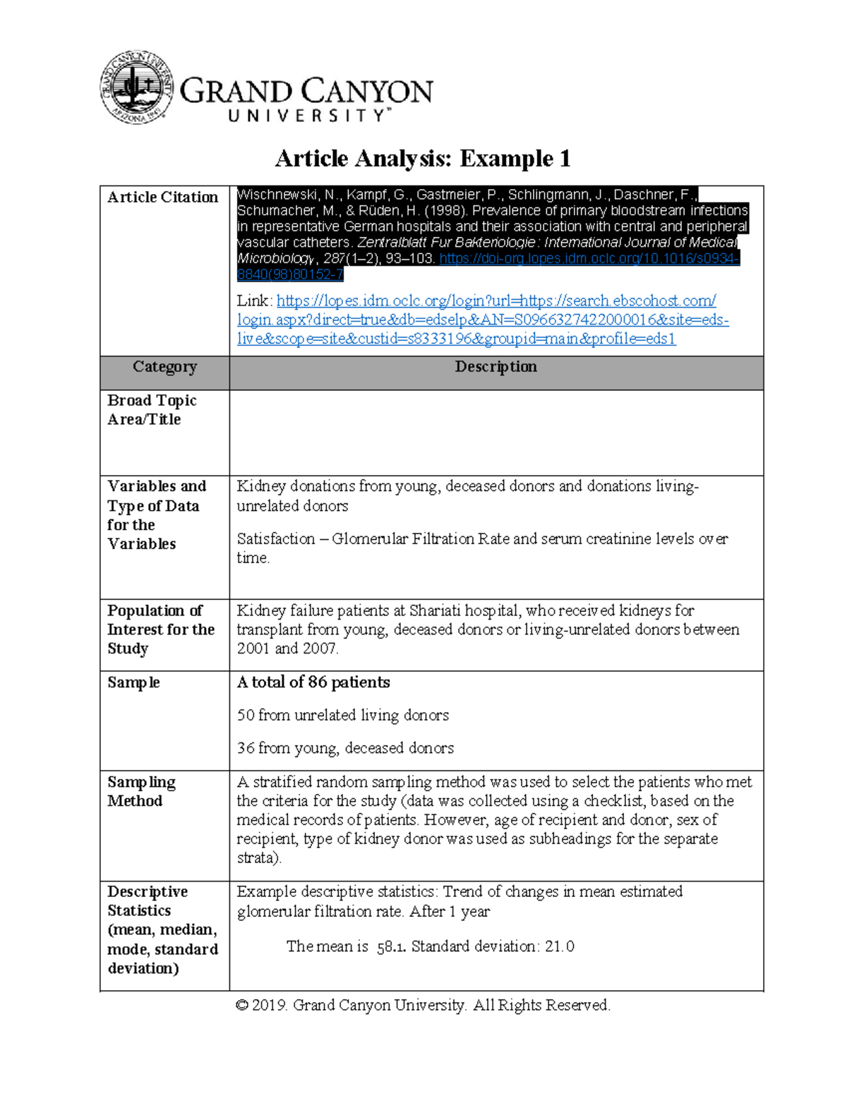 Article analysis 01 - nursing - Article Analysis: Example 1 Article ...