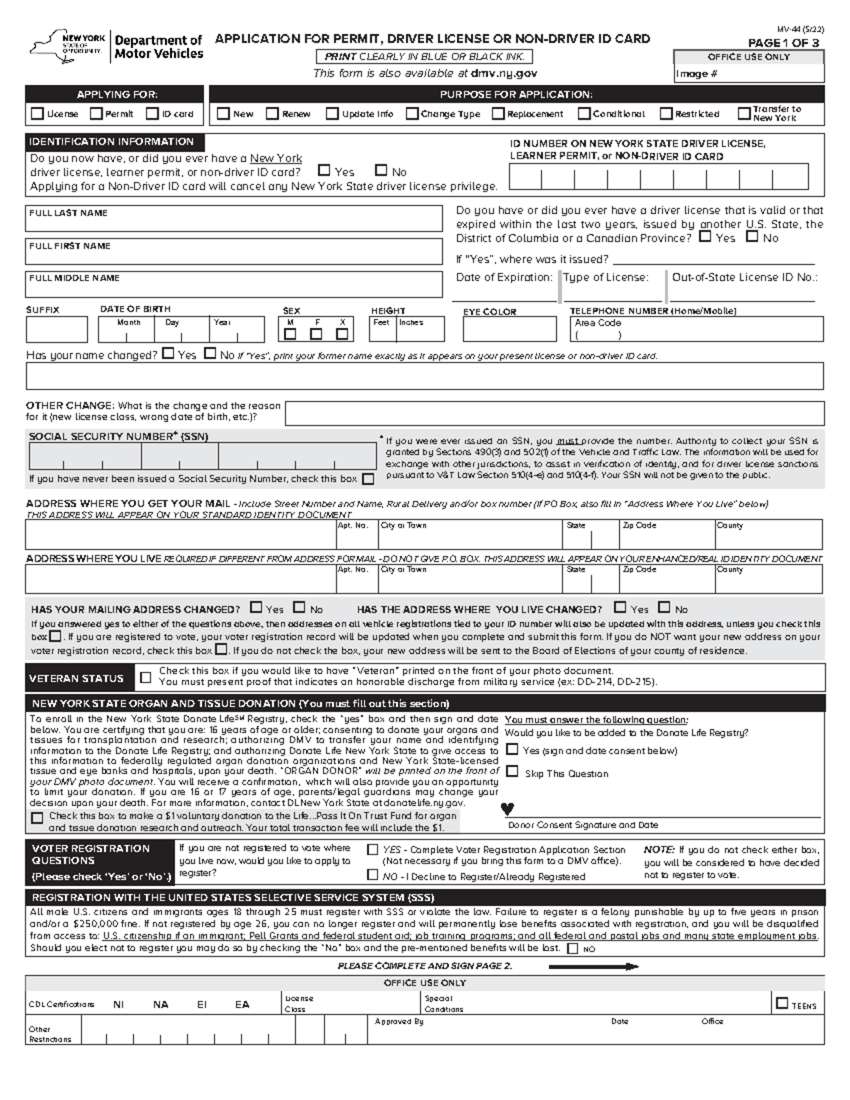 Mv44 - get ur lic - • • • • • •••• MV-44 (5/22) APPLICATION FOR PERMIT ...