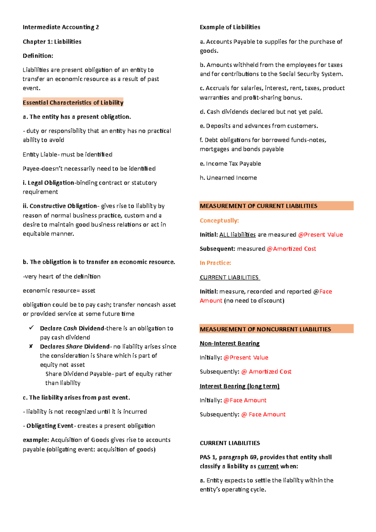 Chapter 1 Intermediate Accounting 2 - Intermediate Accounting 2 Chapter ...