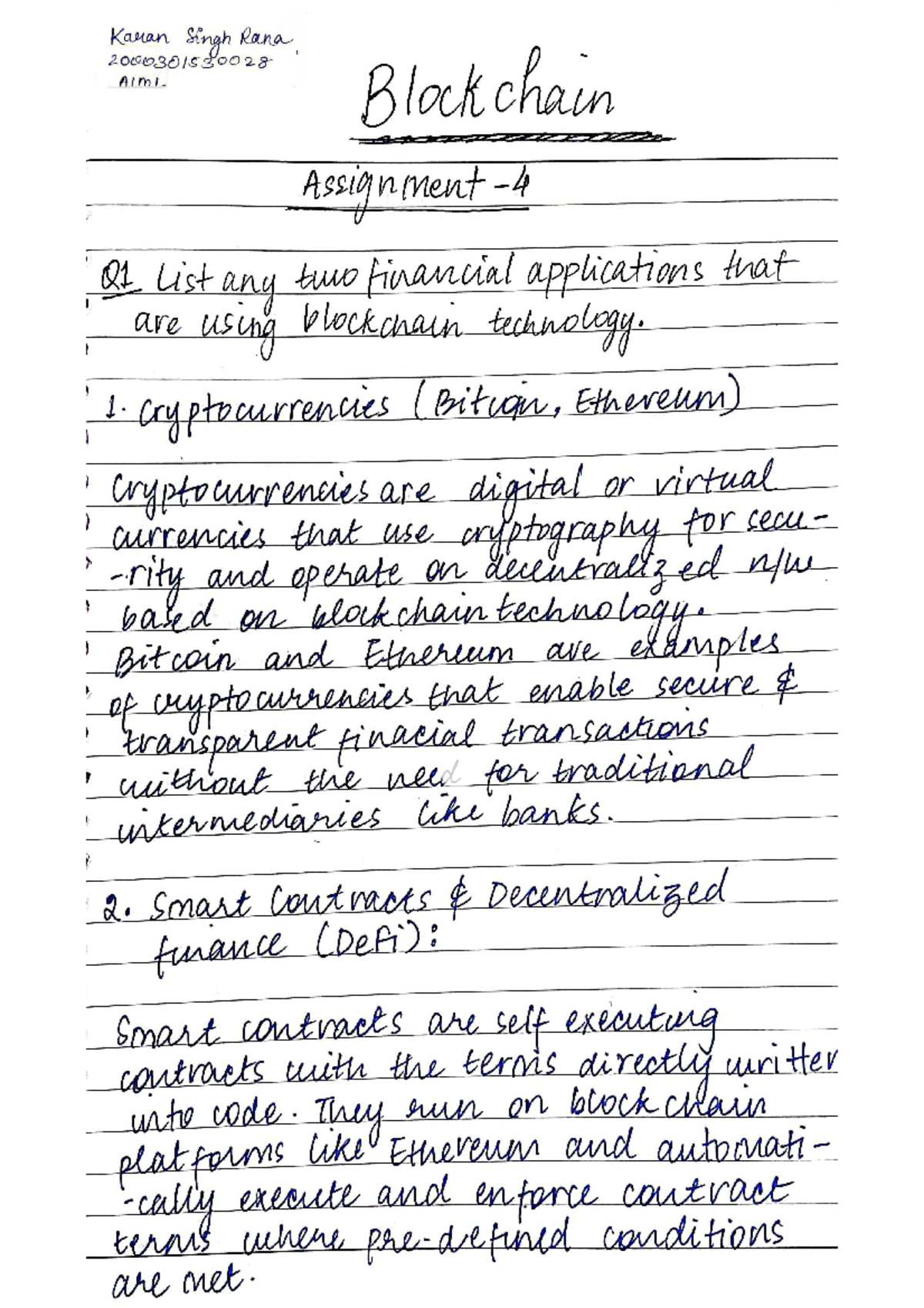 Karan assignment - B.Tech - Studocu