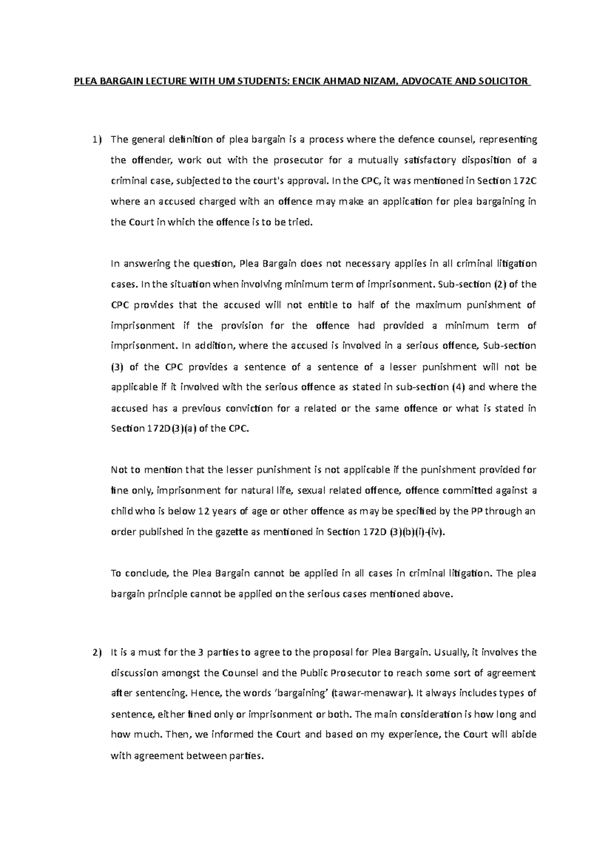 PB Tutorial - For academic purposes and refences on Plea Bargain - PLEA ...