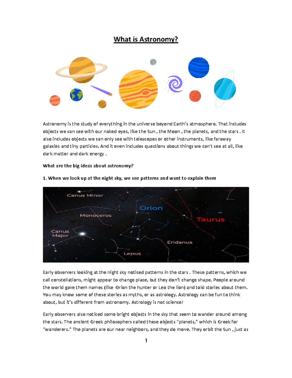 Astronomy - Nil - What is Astronomy? Astronomy is the study of ...