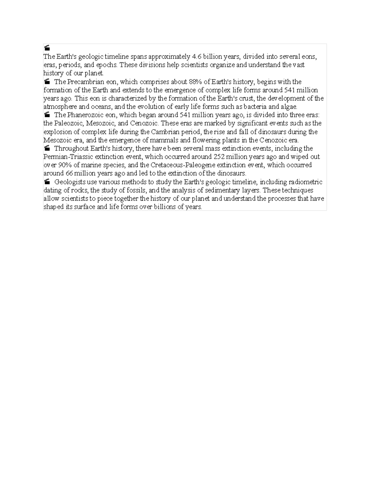 Rundun - The Earth's geologic timeline spans approximately 4 billion ...