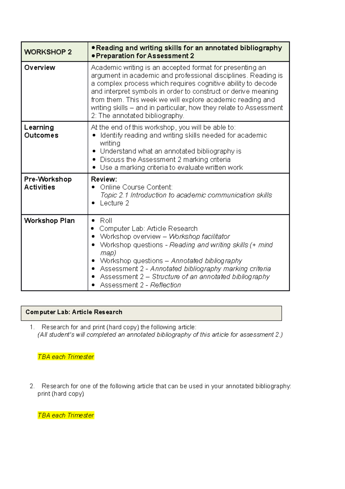 Workbook 2. answers - book - WORKSHOP 2 Reading and writing skills for ...