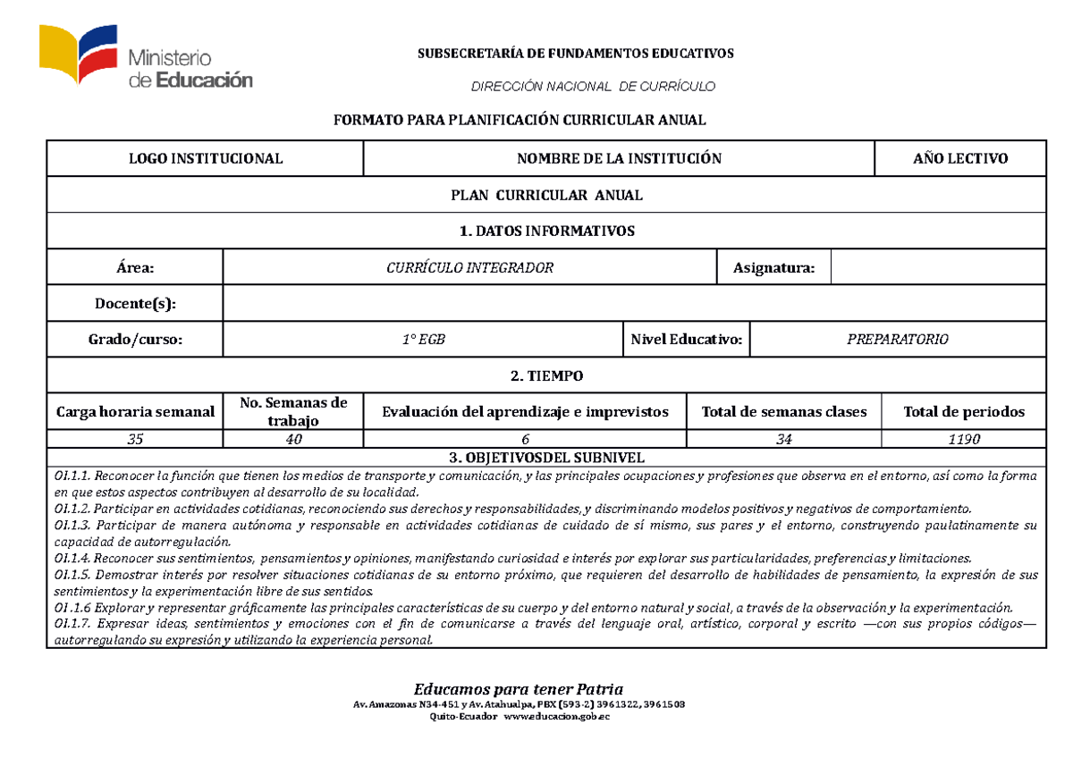 Primero planificacion anual de destrezas con criterio de desempeño ...