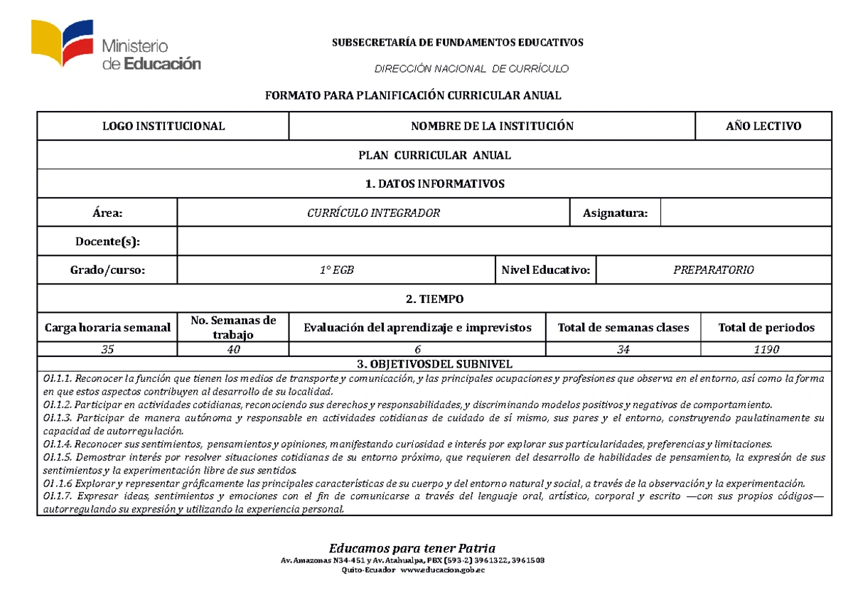 Primero planificacion destrezas con criterio de desempeño - DIRECCIÓN ...
