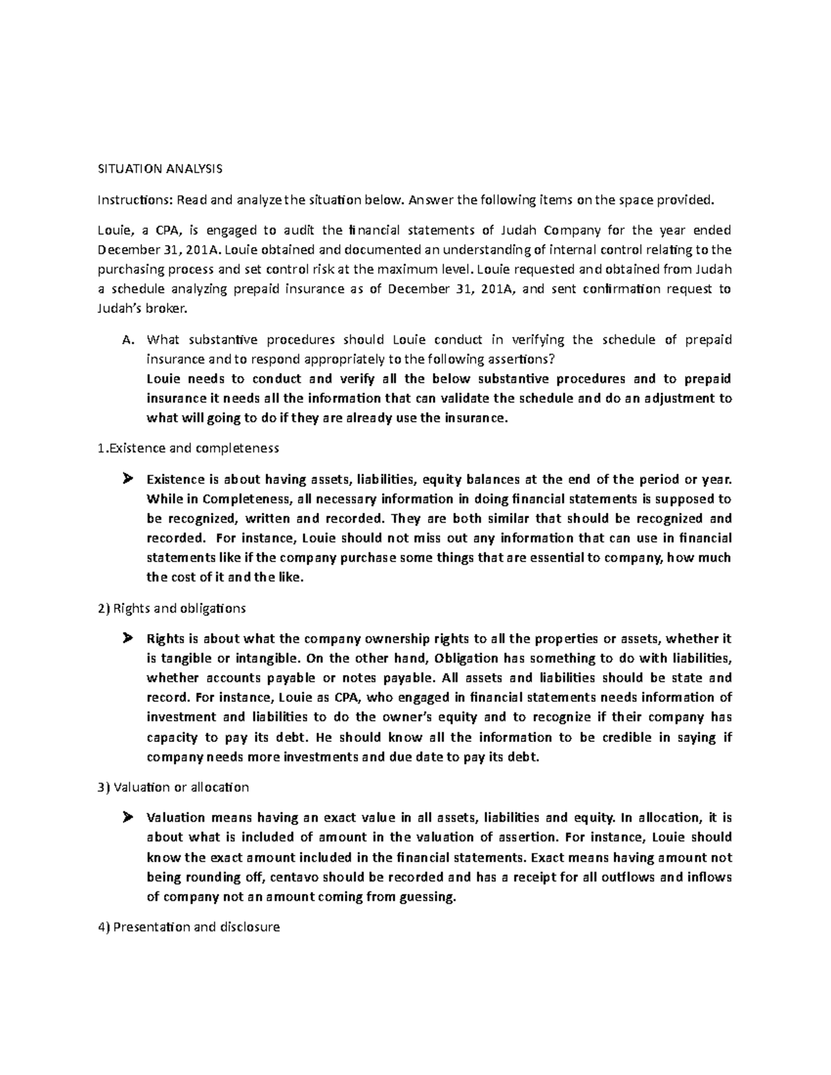 Activity Cases - SITUATION ANALYSIS Instructions: Read and analyze the ...