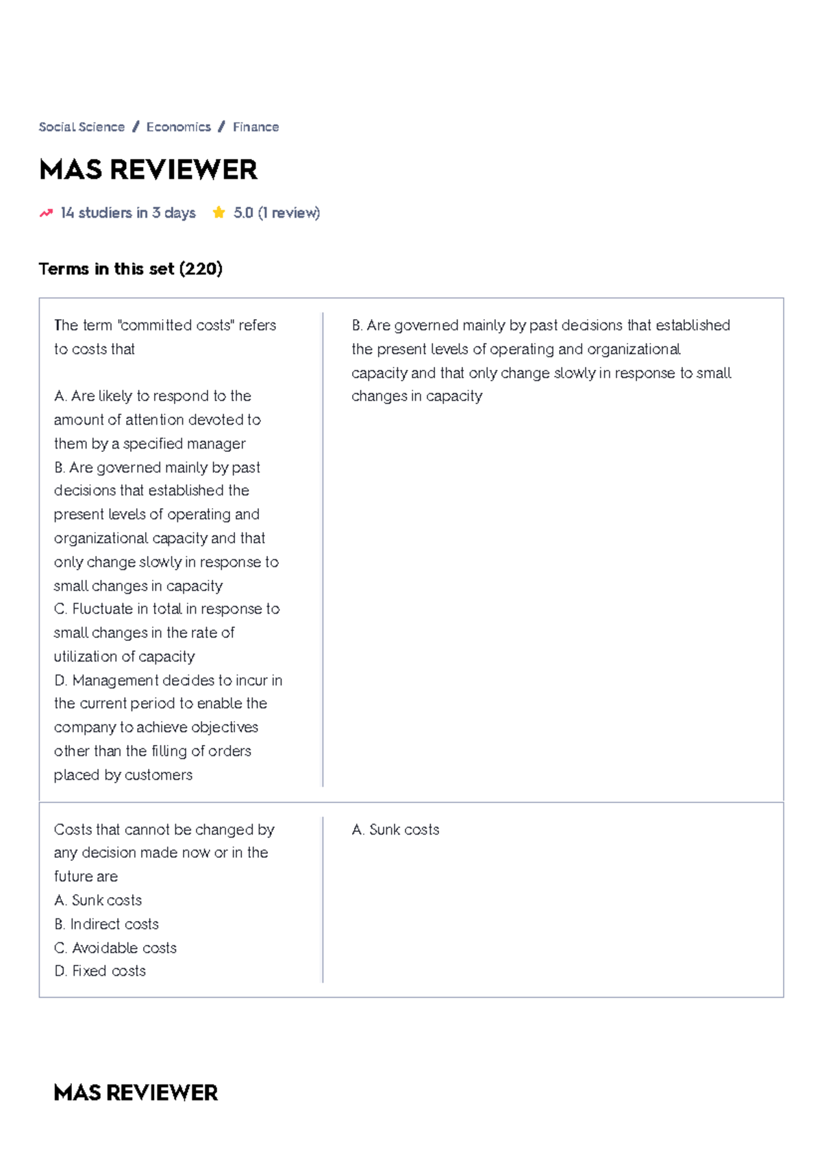 MAS Reviewer Flashcards Quizlet - MAS REVIEWER 14 studiers in 3 days 5 ...