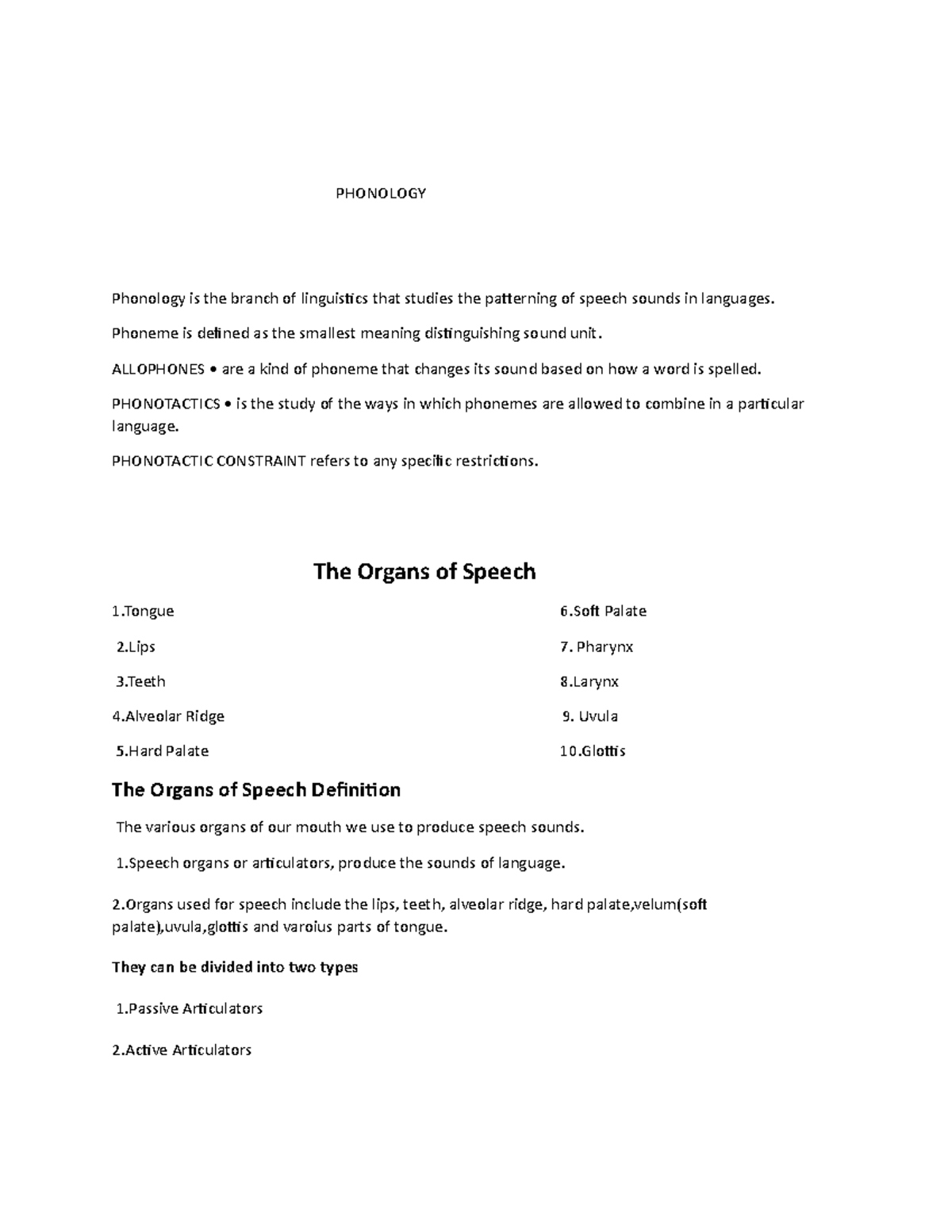 Phonology - Introduction to Linguistics - PHONOLOGY Phonology is the ...