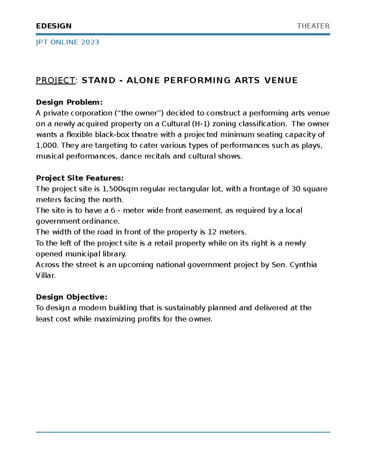 Edesign LEA Theater - LECTURE ONLY - EDESIGN THEATER PROJECT: STAND ...