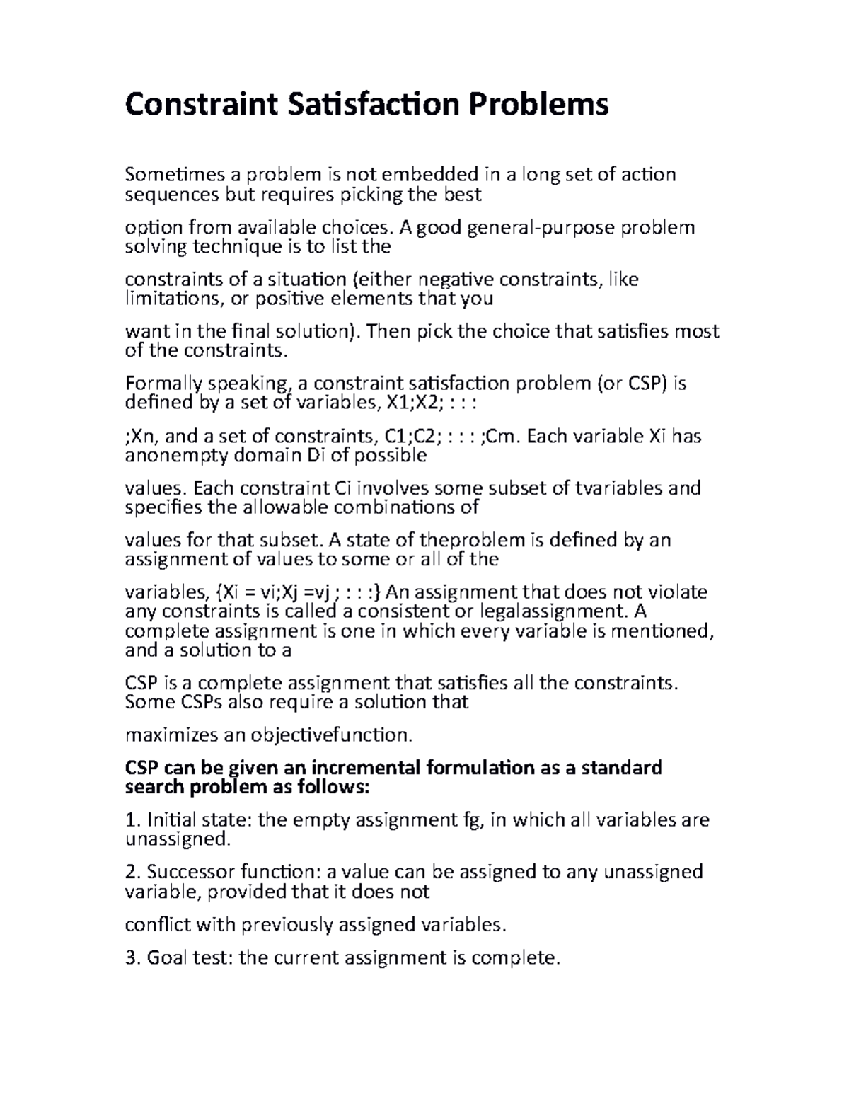 Constraint Satisfaction Problems Constraint Satisfaction Problems Sometimes A Problem Is Not
