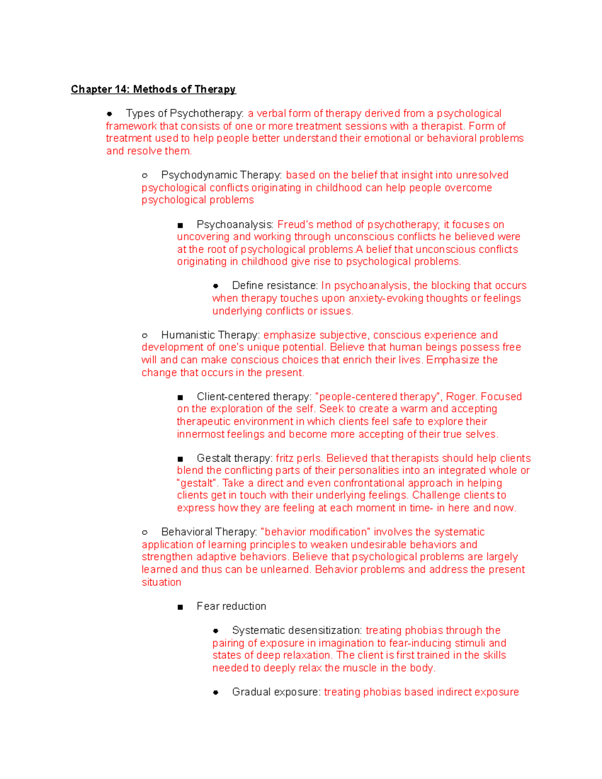 Chapter 14: Methods of Therapy - Chapter 14: Methods of Therapy Types ...