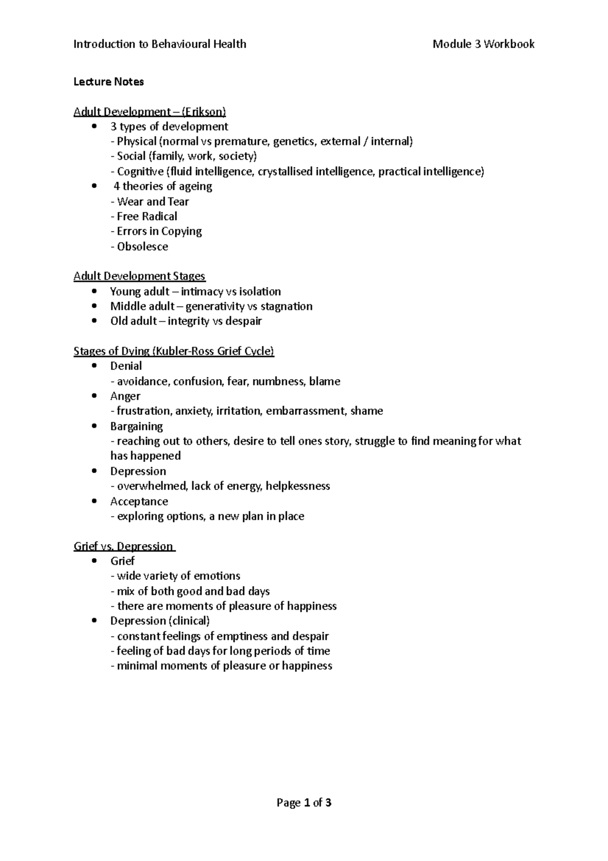 Week 3 Workbook - Introduction to Behavioural Health Module 3 Workbook ...