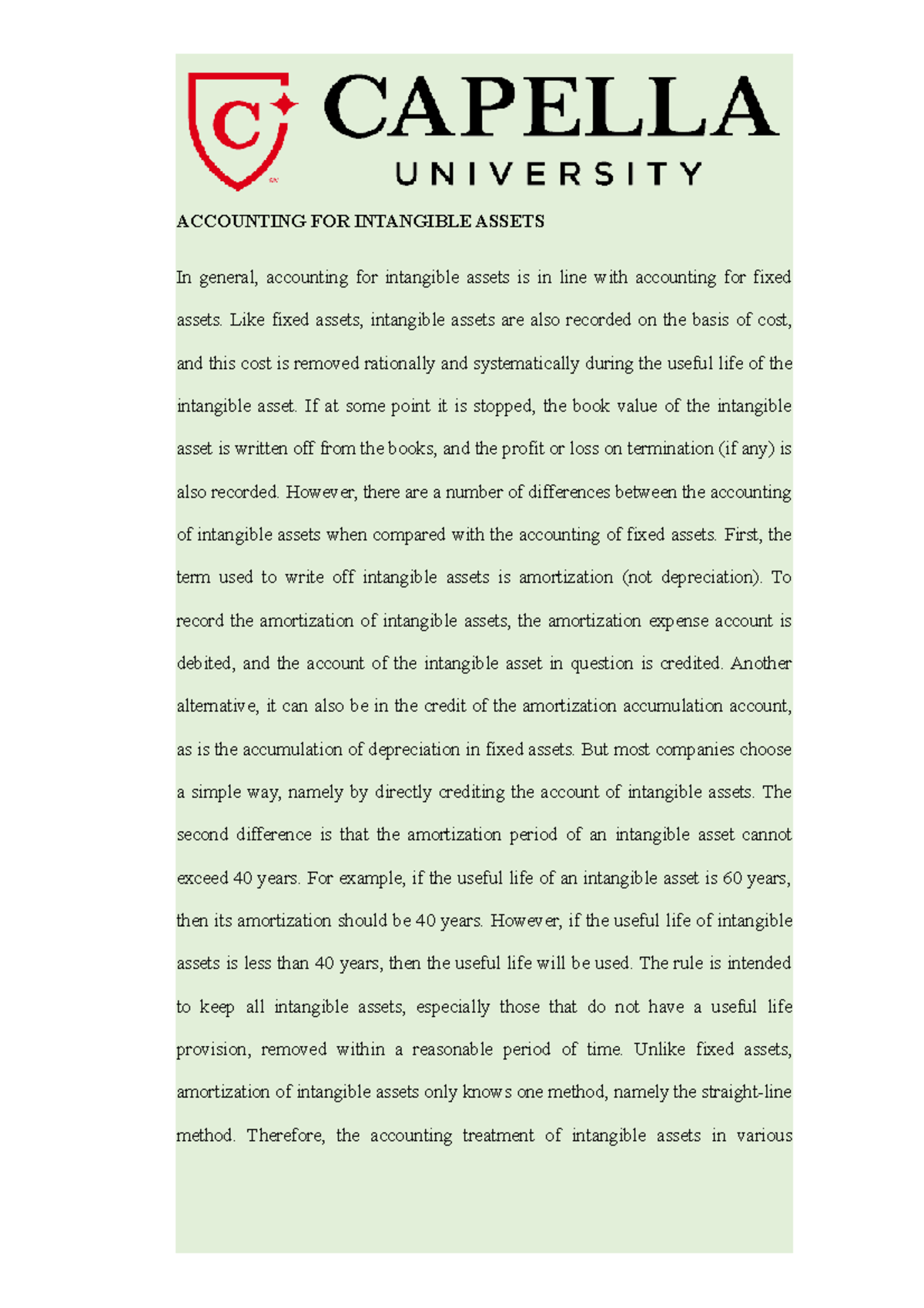 Notes Study Accounting - Accounting FOR Intangible Assets - ACCOUNTING ...